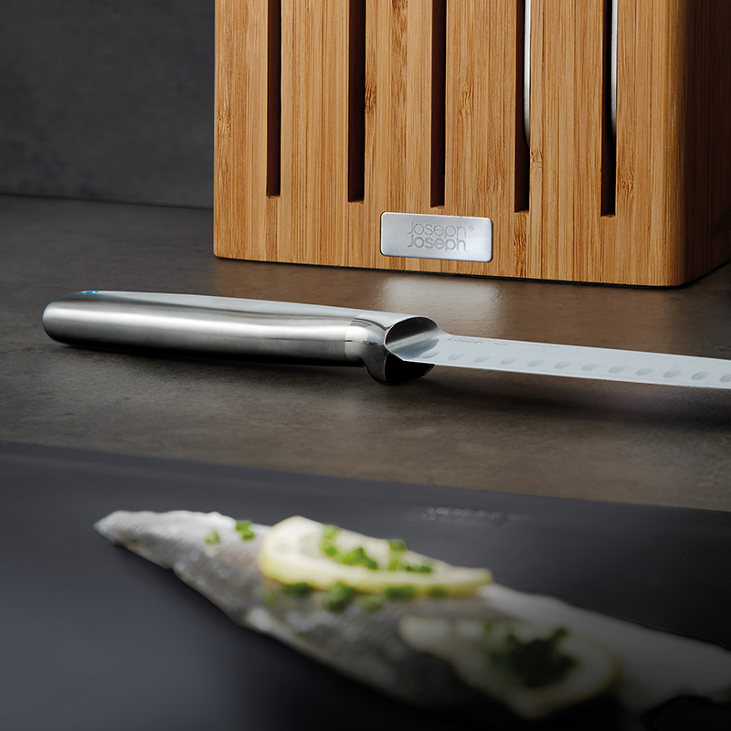 Vertical Knife Set with Bamboo Storage Tray - Elevate Steel - Josep...